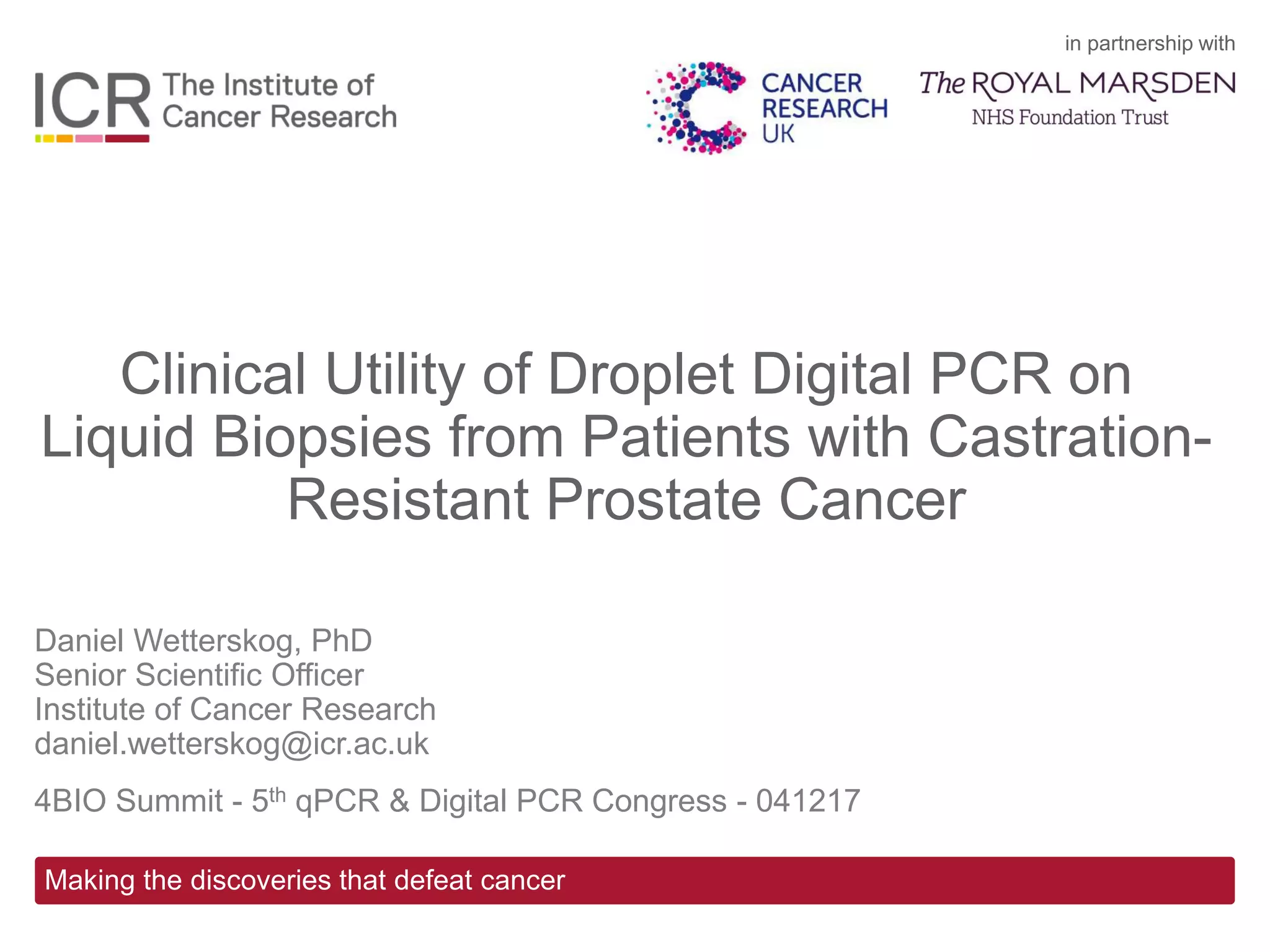 Clinical Utility of Droplet Digital PCR on Liquid Biopsies from ...