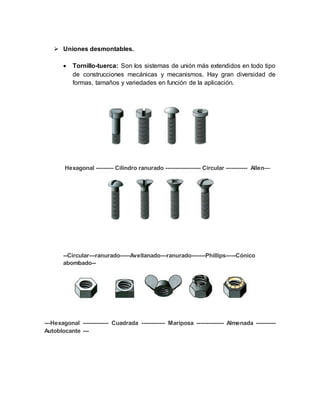Elementos de unión y transmisión. Dibujo II | DOCX