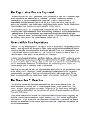 Dani Olmo Shows Unwavering Support for Barcelona Amid Registration ...