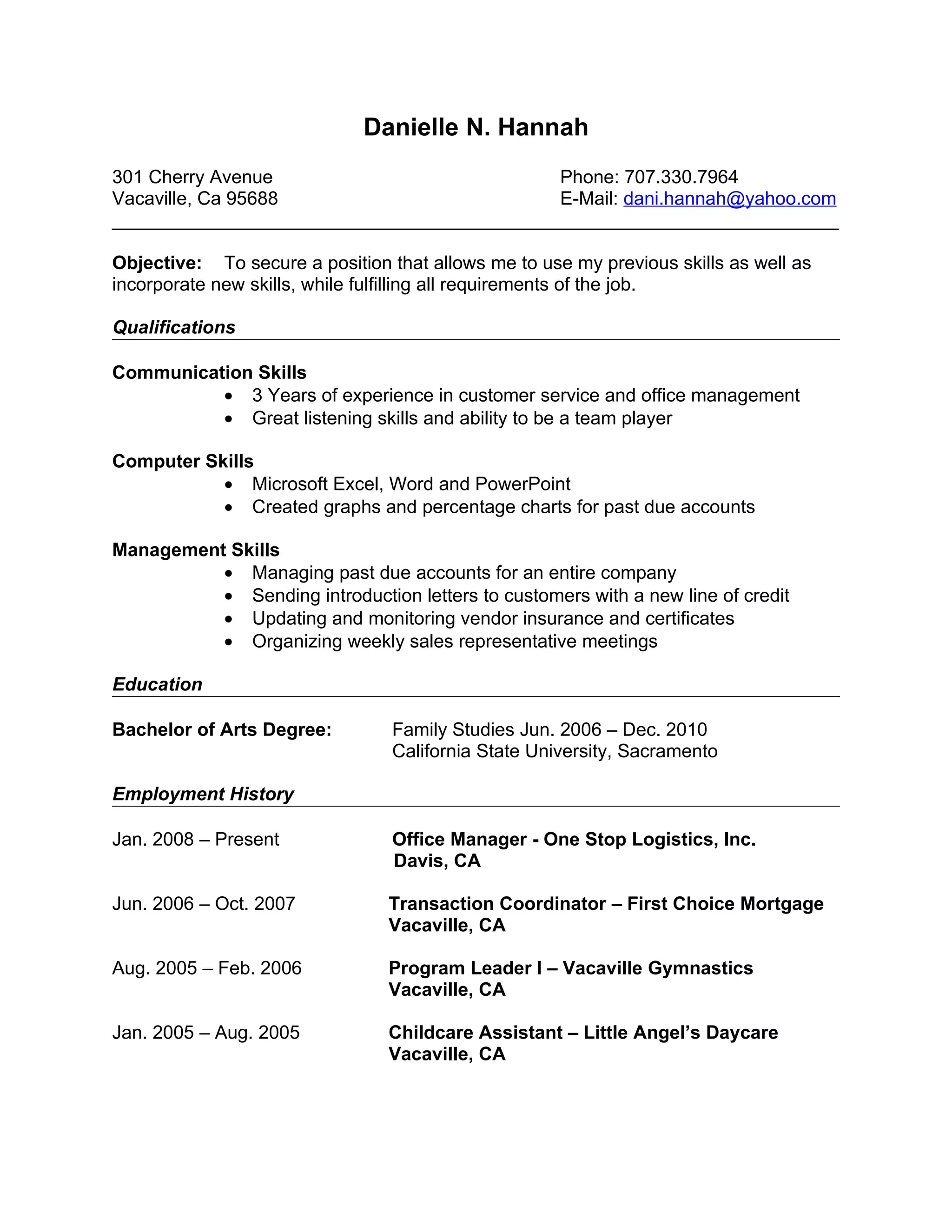 Dani Resume 2010 | PDF