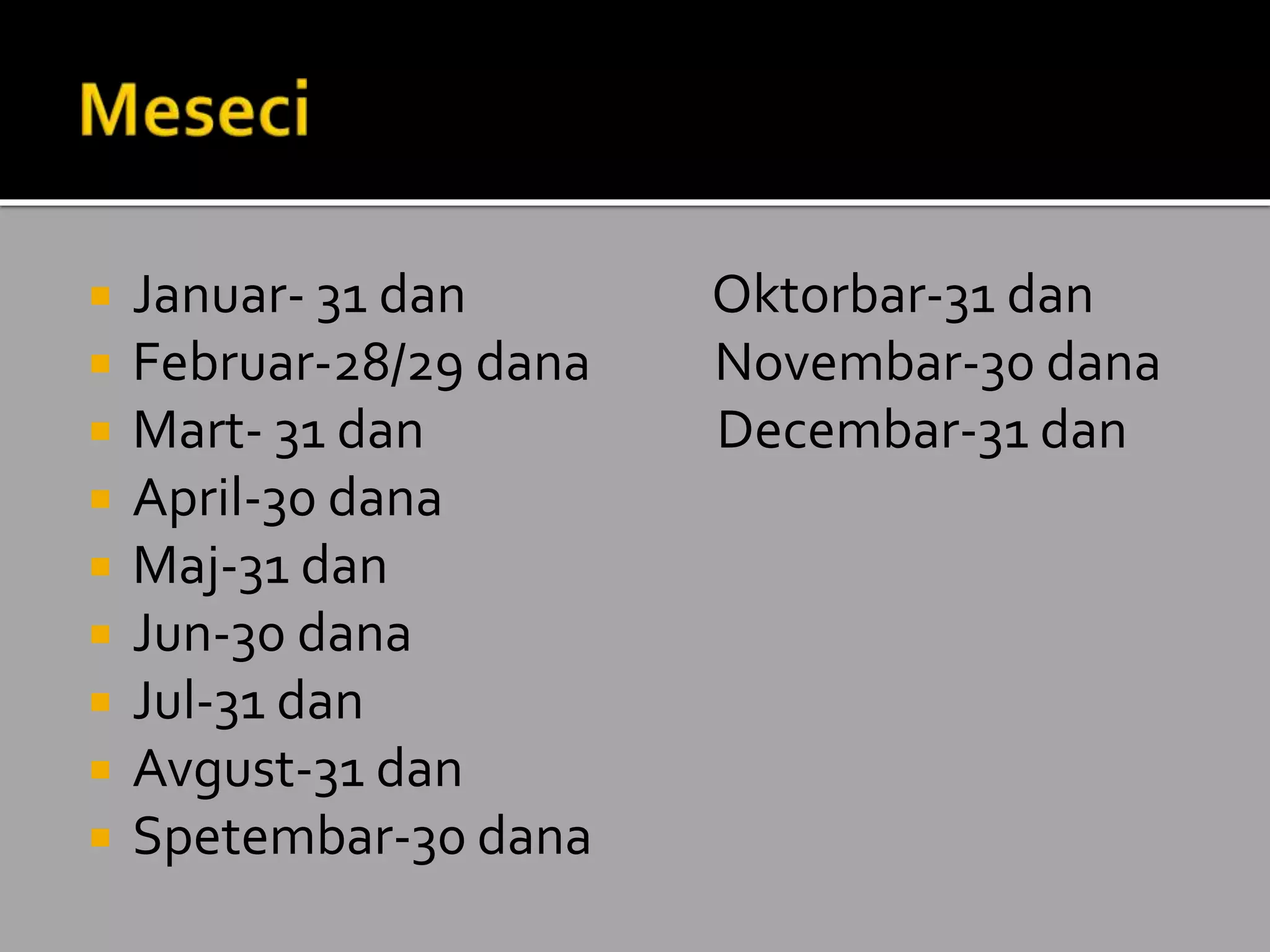 Meseci u godini | PPTX