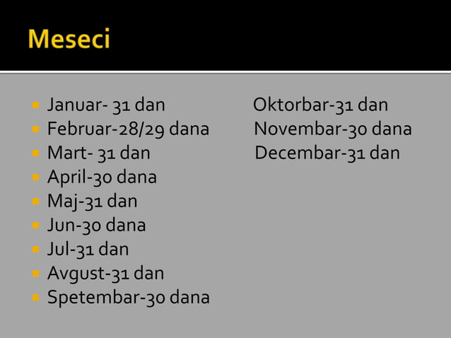 Meseci u godini | PPTX