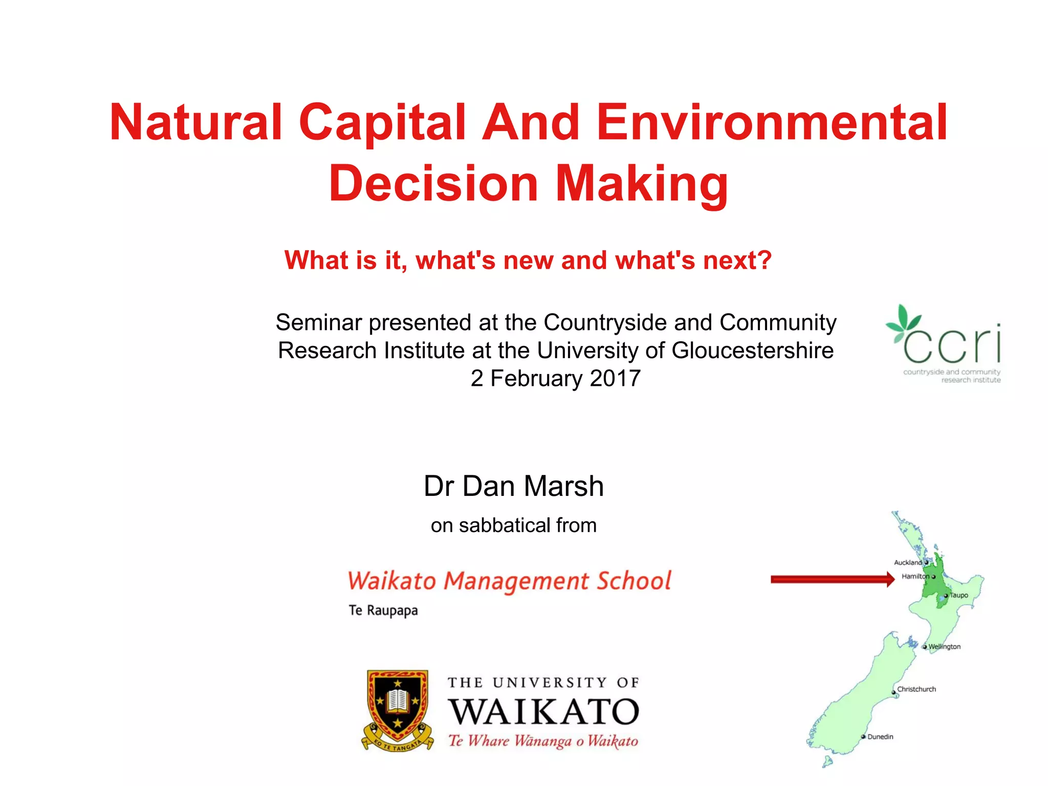 Natural Capital and Environmental Decision Making | PDF