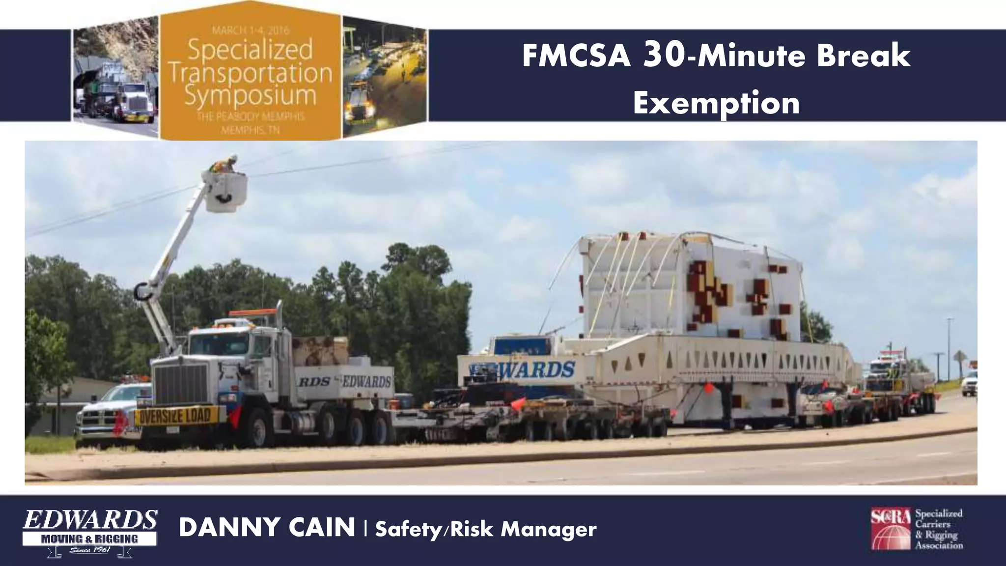 2016 STS - Danny Cain: FMCSA 30 Minute Break Exemption | PPTX | Rail ...
