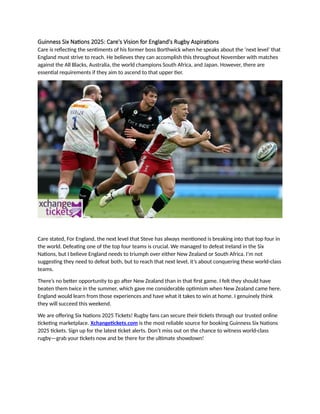 Danny Care on England's Path to Success.docx