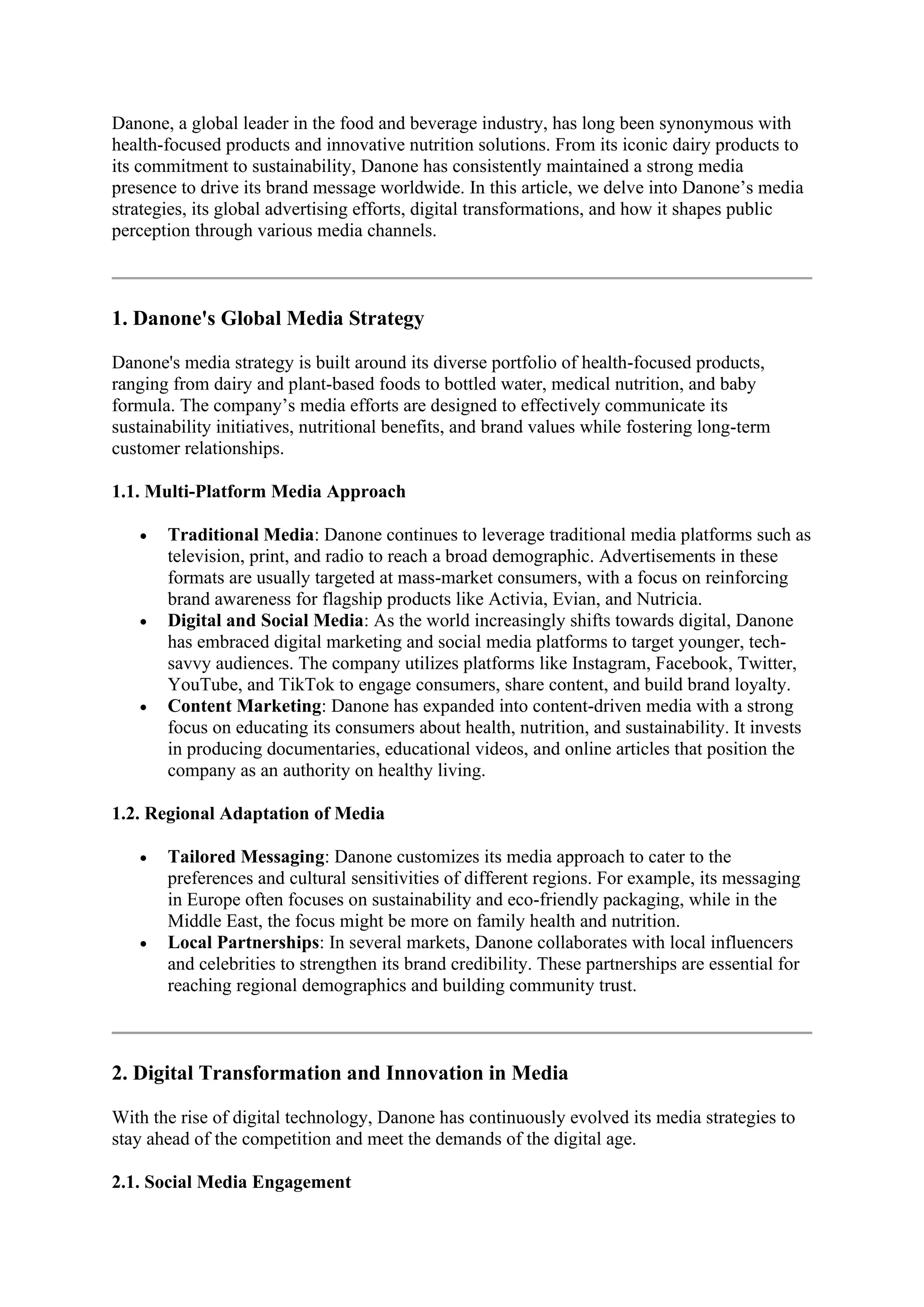 "Danone Media Insights: Advertising Campaigns & Brand Promotions" | PDF