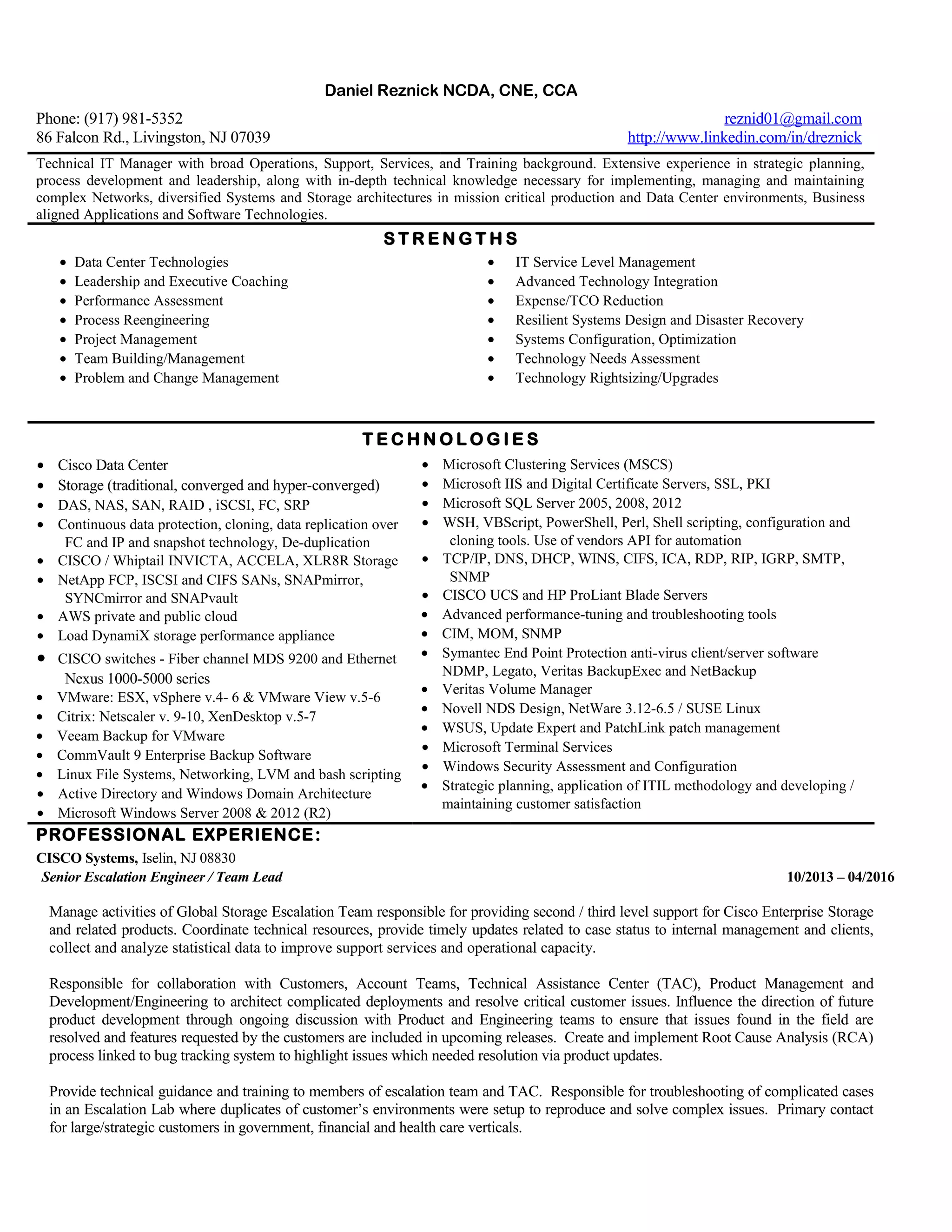 Dan reznick resume_05102016 | DOC