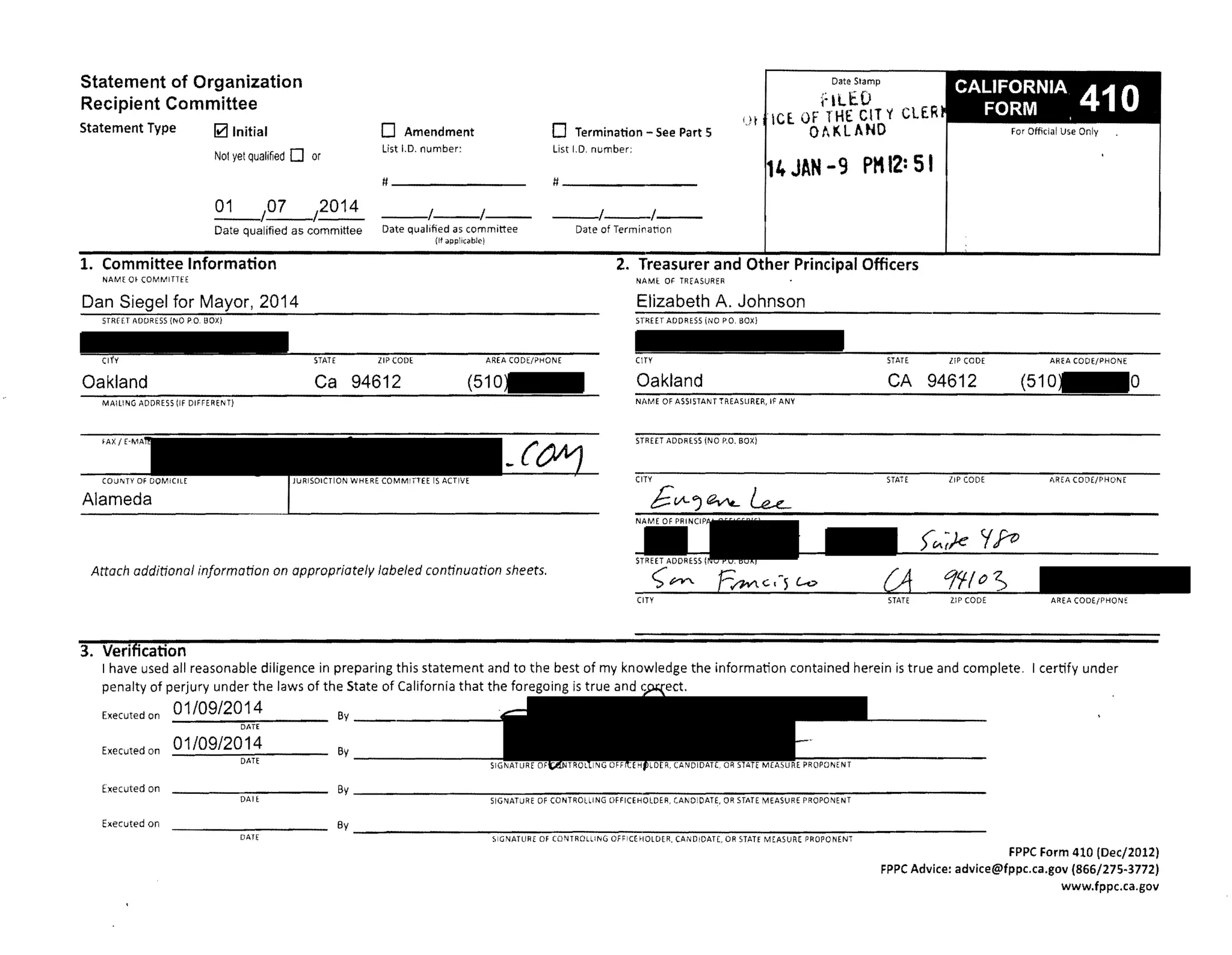 Dan Siegel FPPC Form 410 | PPT