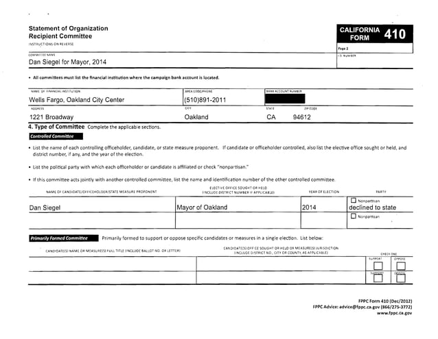 Dan Siegel FPPC Form 410 | PPT