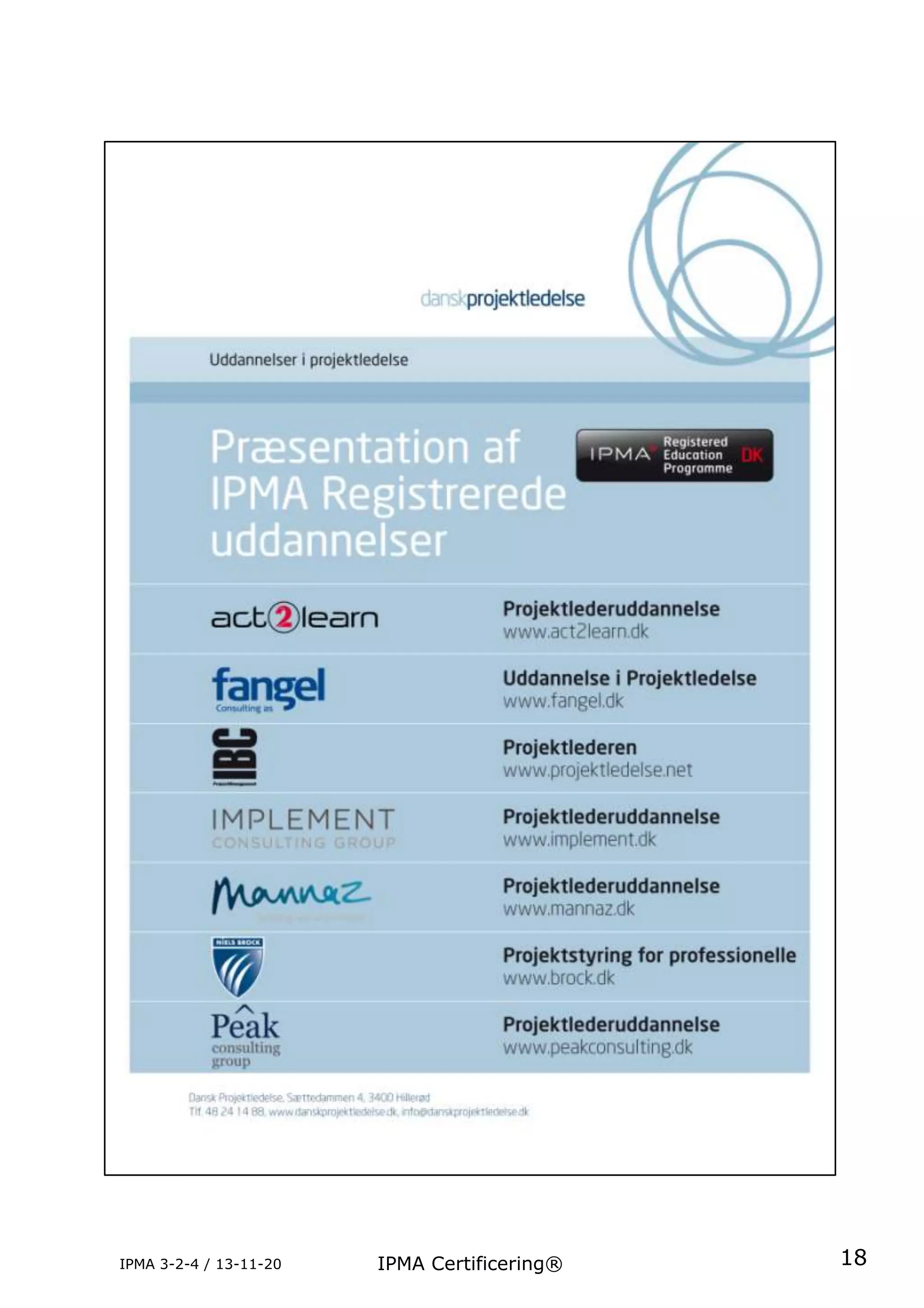 Dansk projektledelse: IPMA certificering af projektledere | PPTX
