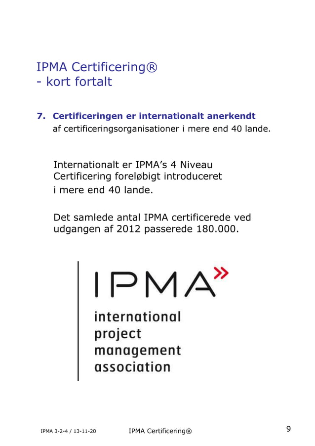 Dansk projektledelse: IPMA certificering af projektledere | PDF