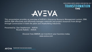 AVEVA’s ERM, Efficient Planning and Management of Project Resources | PDF