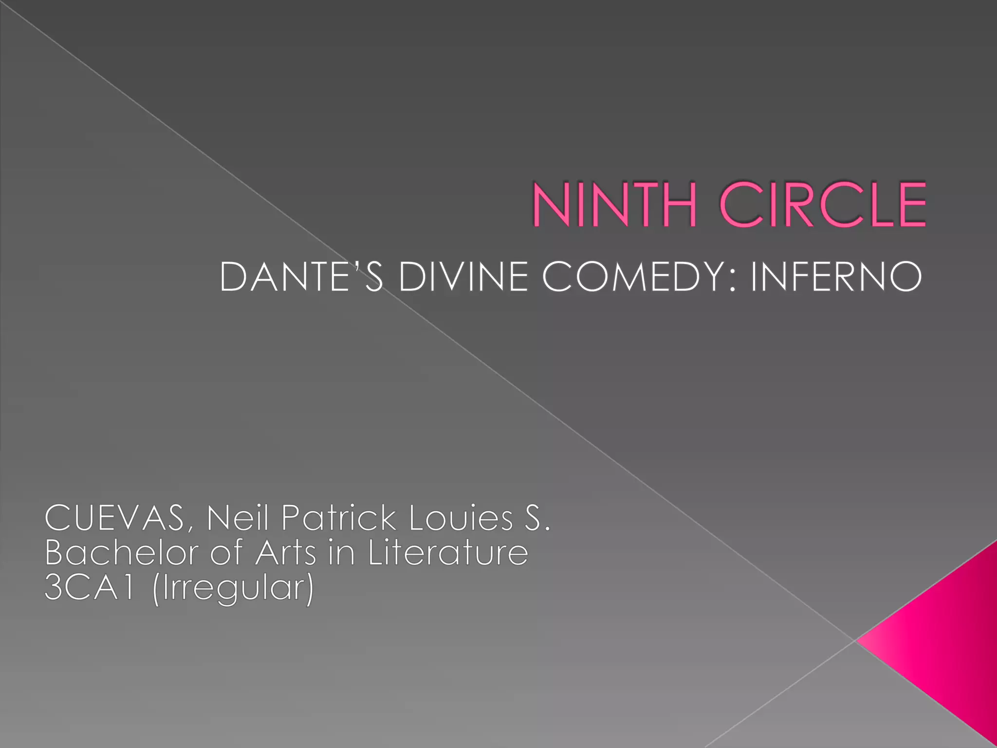 Dante Alighieri - Inferno (Ninth Circle) | PPT