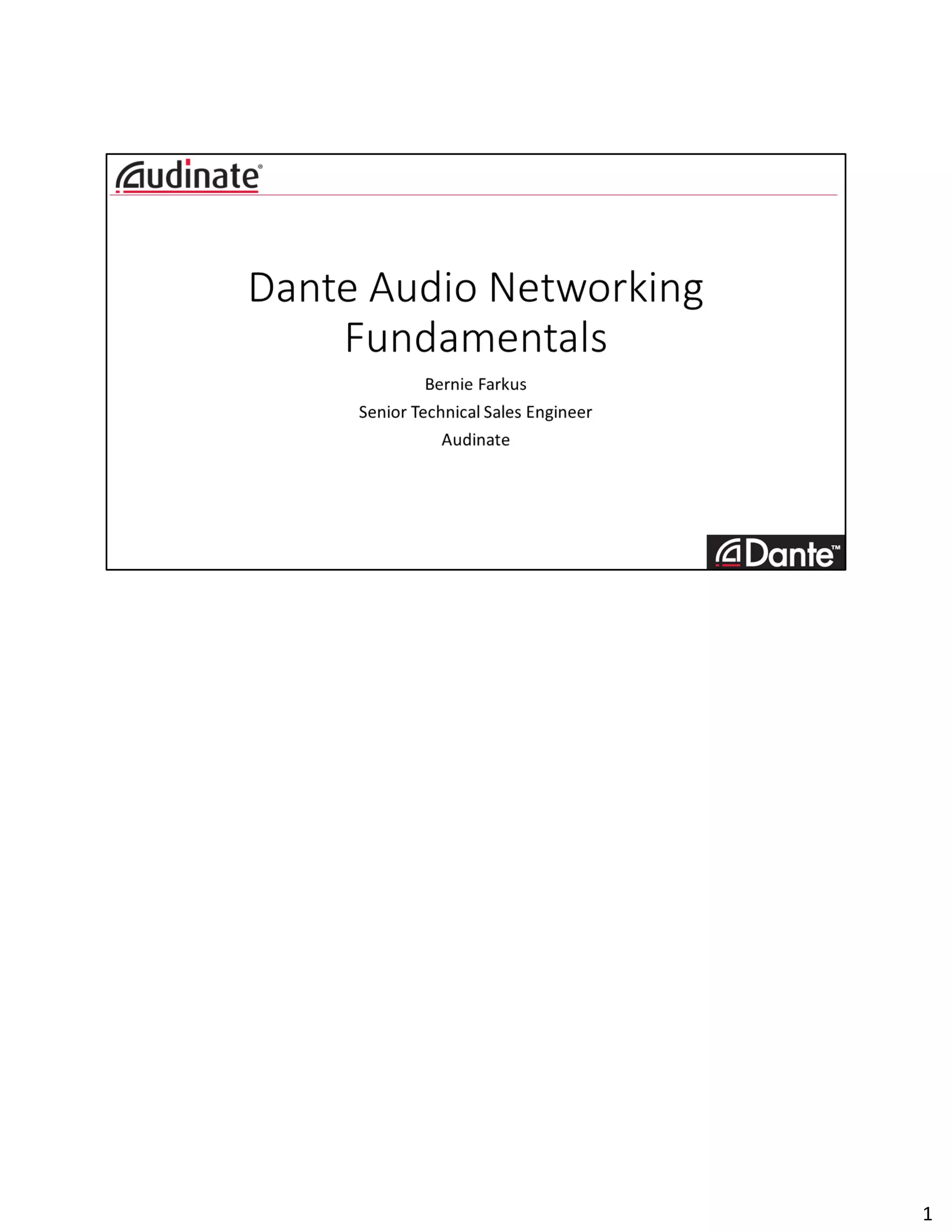 Dante Audio Networking Fundamentals | PDF