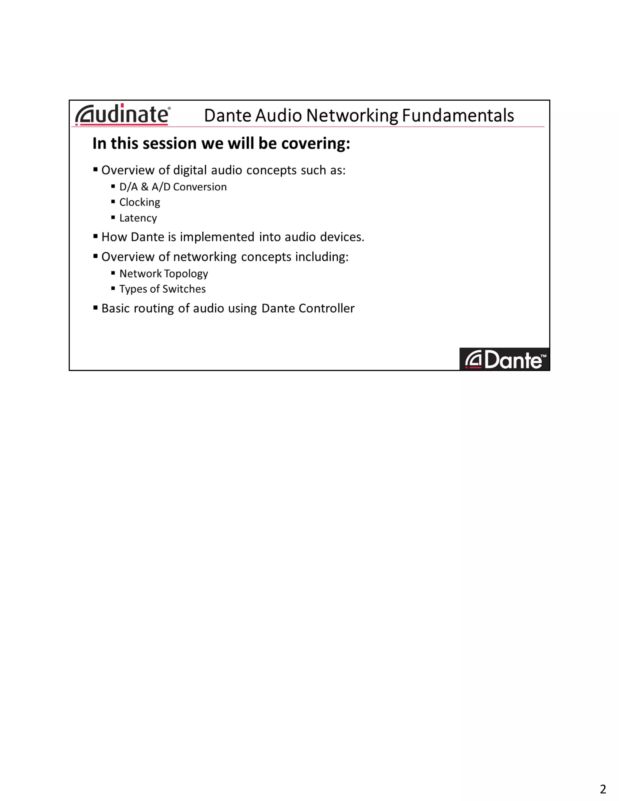 Dante Audio Networking Fundamentals | PDF