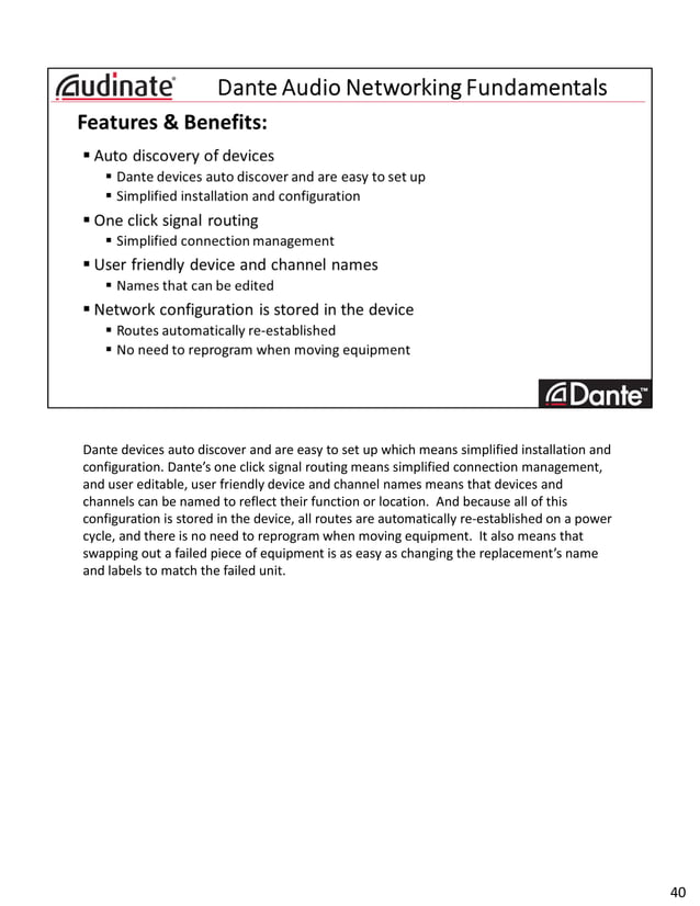 Dante Audio Networking Fundamentals | PDF