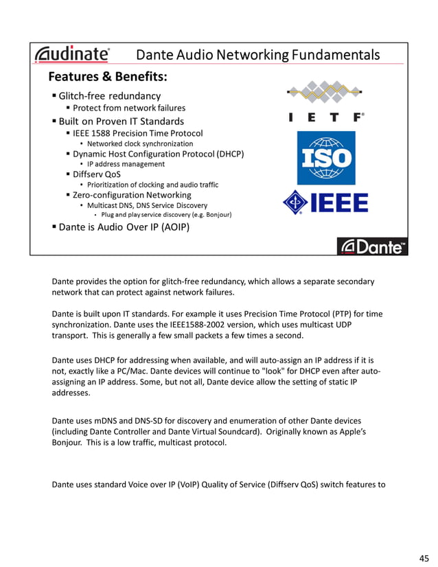 Dante Audio Networking Fundamentals | PDF