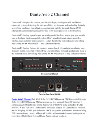 Dante Avio 2 Channel | PDF | Digital Audio | Computer Software and Applications