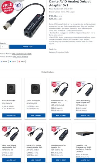 Dante avio analog output adapter 0x1 | PDF