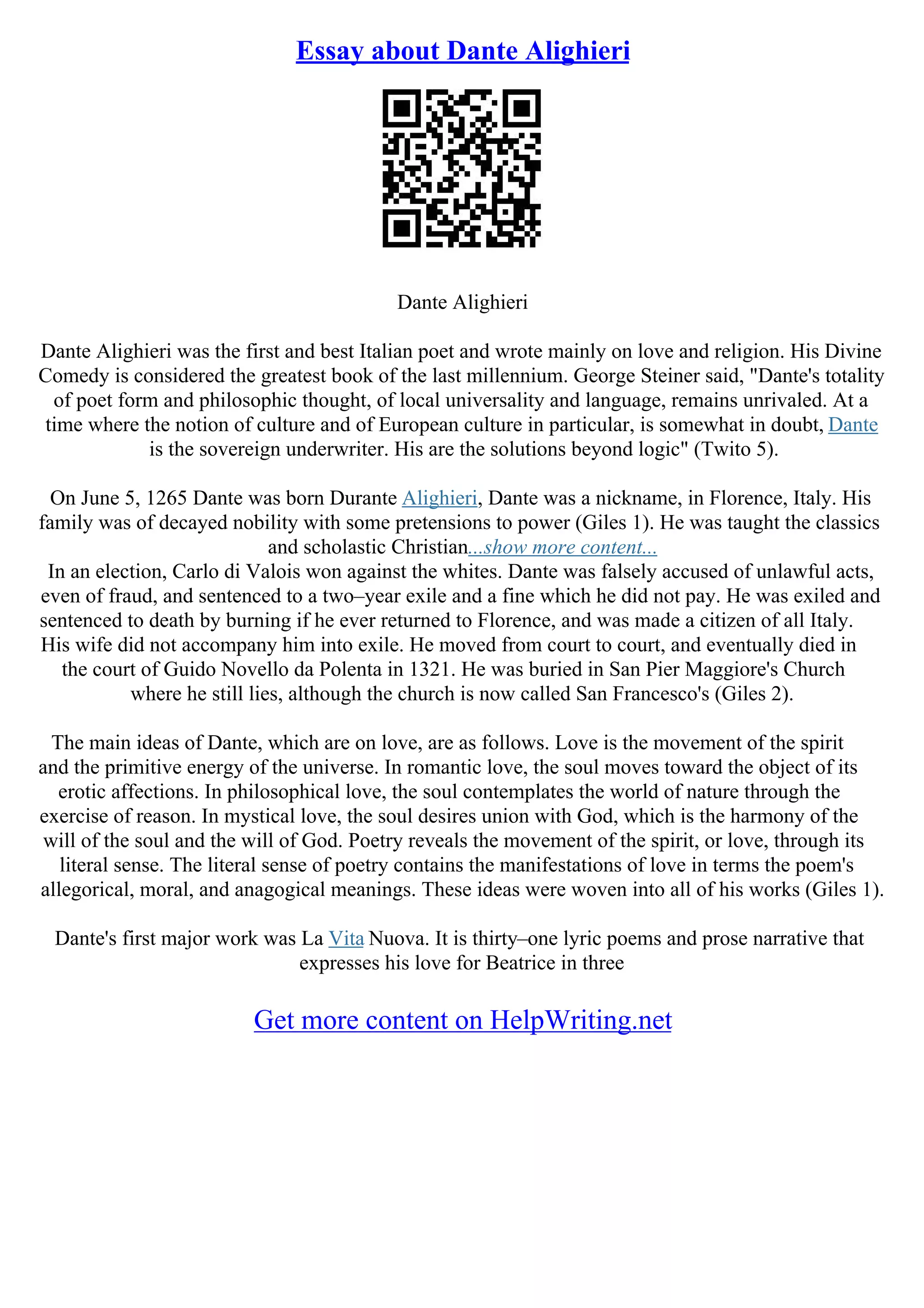 Dante Essay | PDF