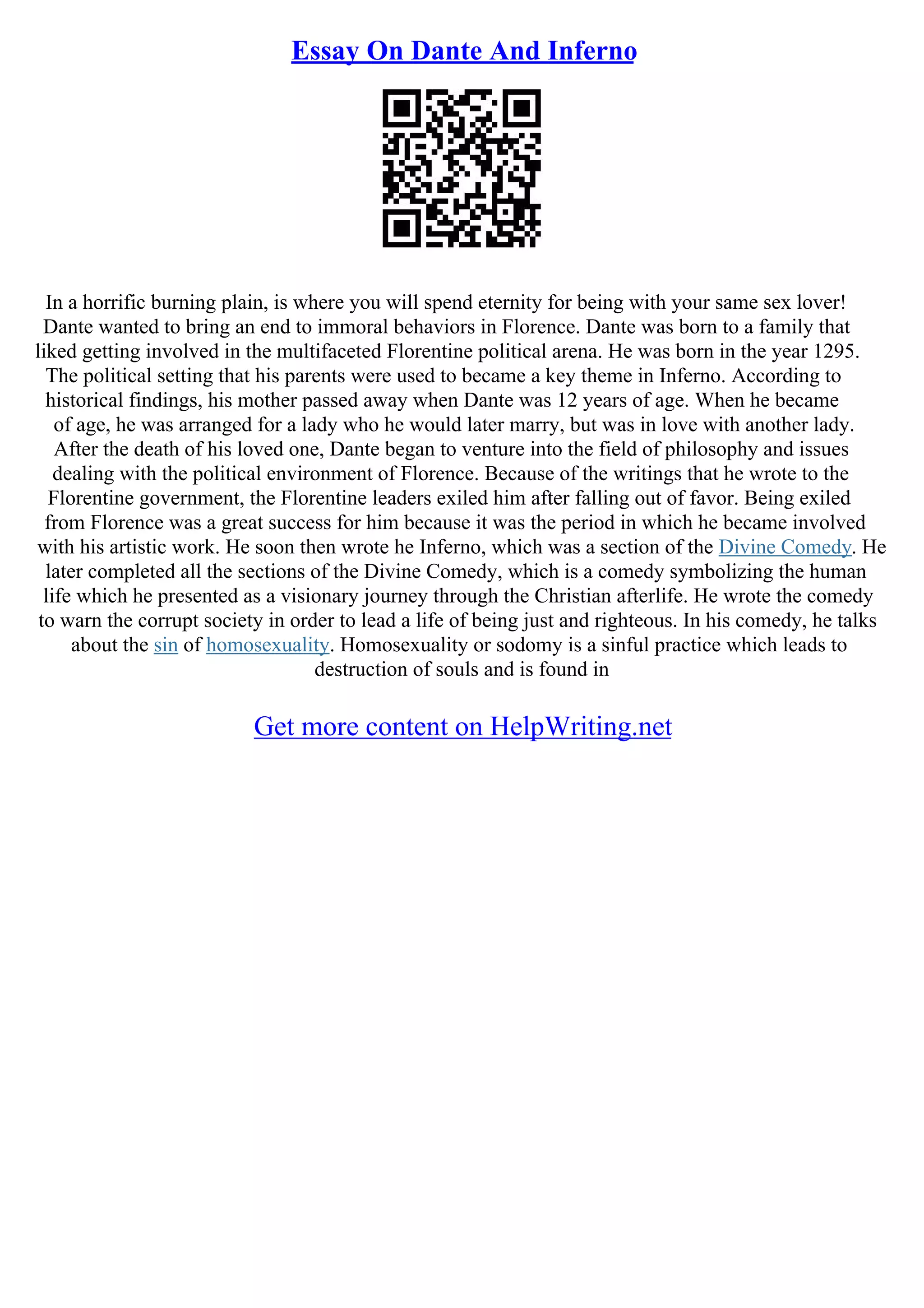 Dante Inferno Essay | PDF