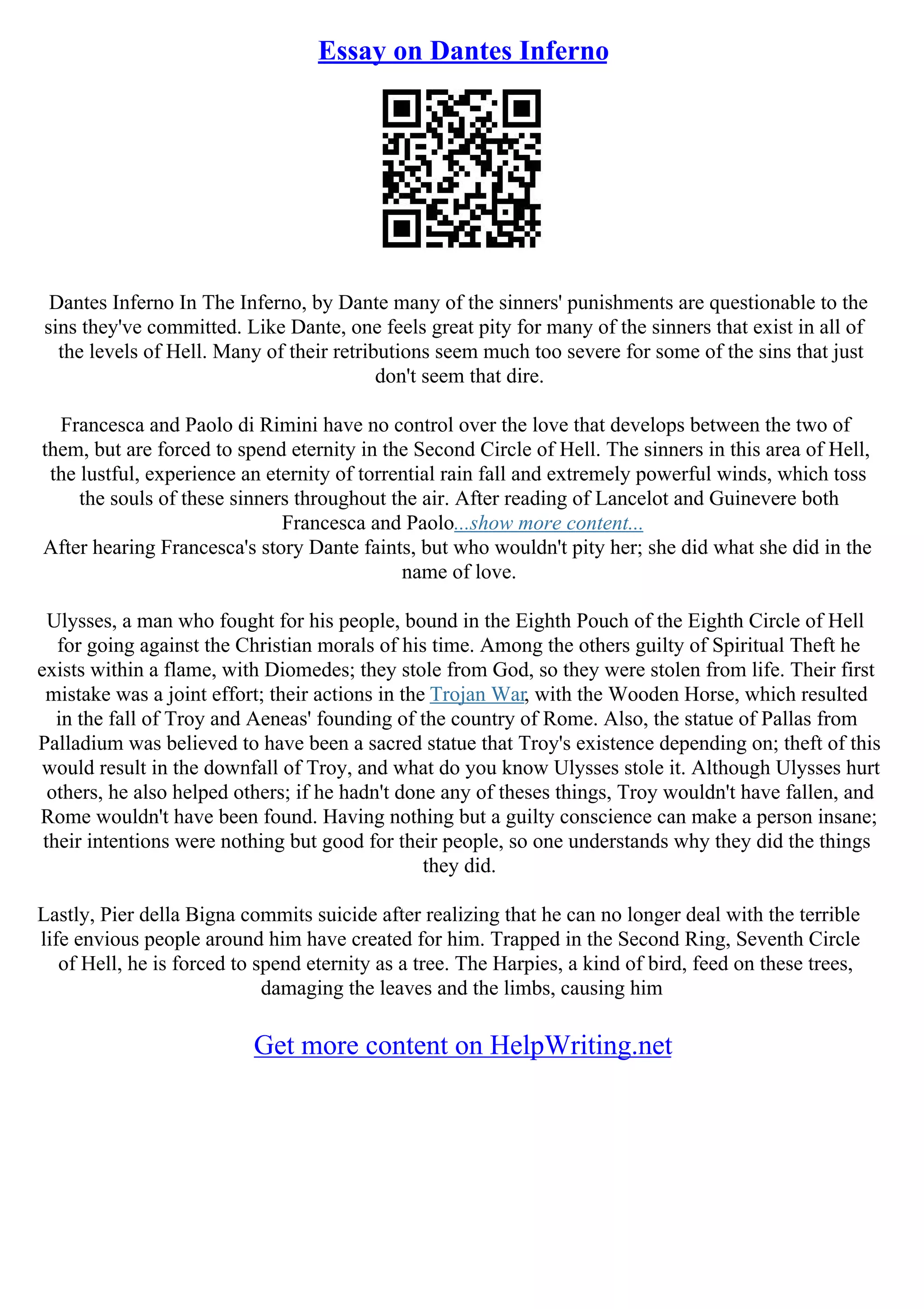 Dante Inferno Essay | PDF