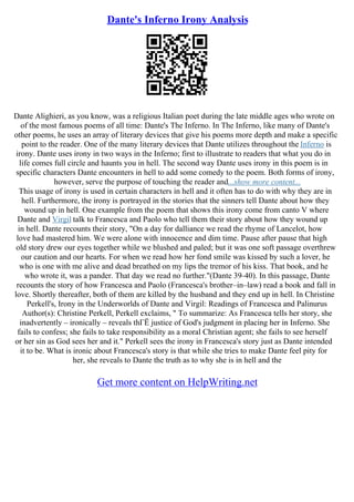 Dante Inferno Essay | PDF