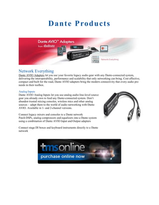 Dante Products | PDF