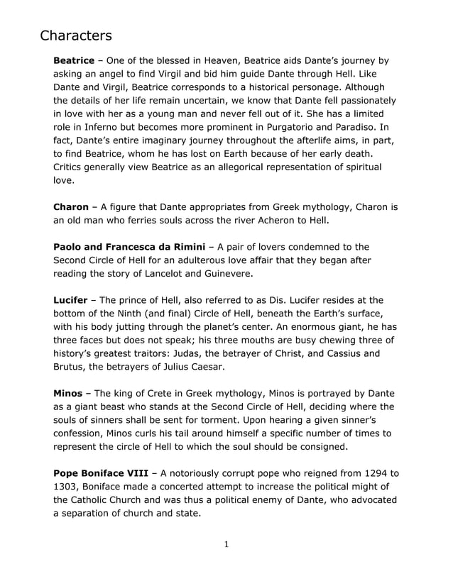 Dantes Inferno Study Guide | DOCX