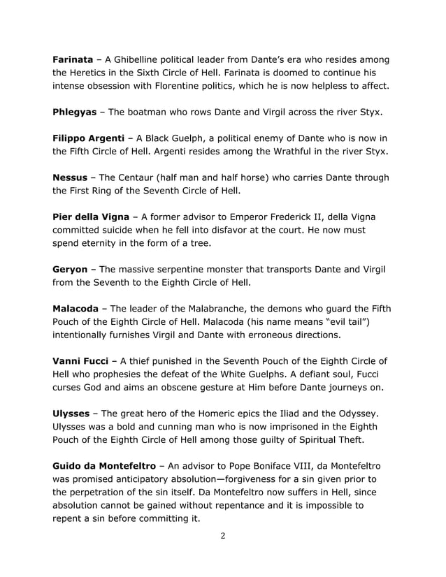 Dantes Inferno Study Guide | DOCX