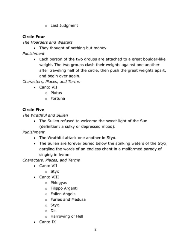 Dantes Inferno Study Guide | DOCX