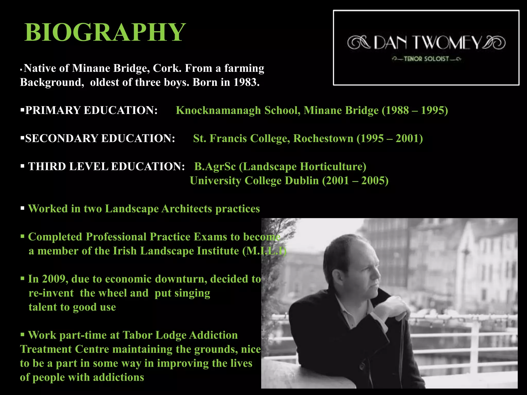 Dan twomey tenor soloist presentation | PPTX