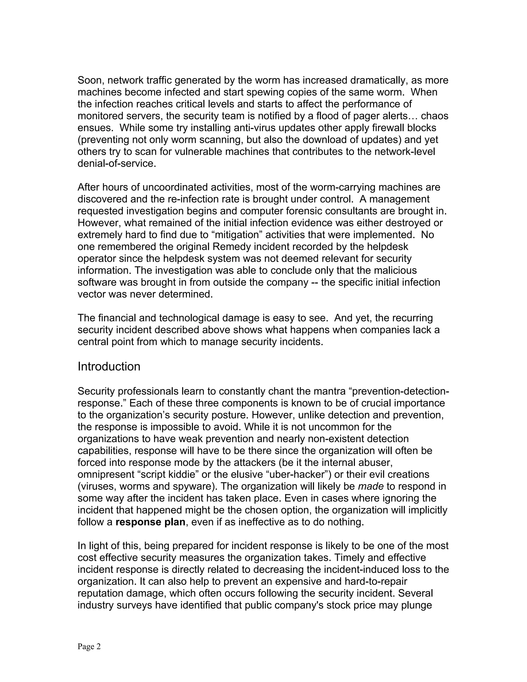 Importance Of Structured Incident Response Process | PDF