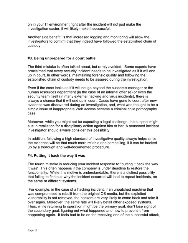 Importance Of Structured Incident Response Process | PDF