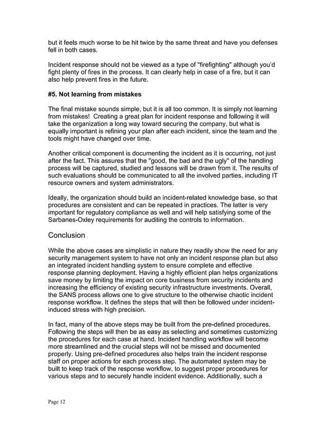 Importance Of Structured Incident Response Process | PDF