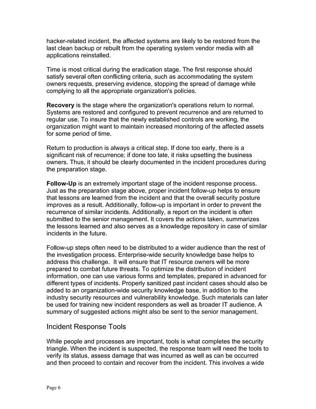 Importance Of Structured Incident Response Process | PDF