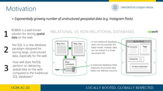 Testing spatial data deliverance in SQL and NoSQL Database | PPT