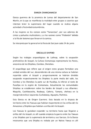 Danzas guerreras peru chunchos de esquilaya | DOCX