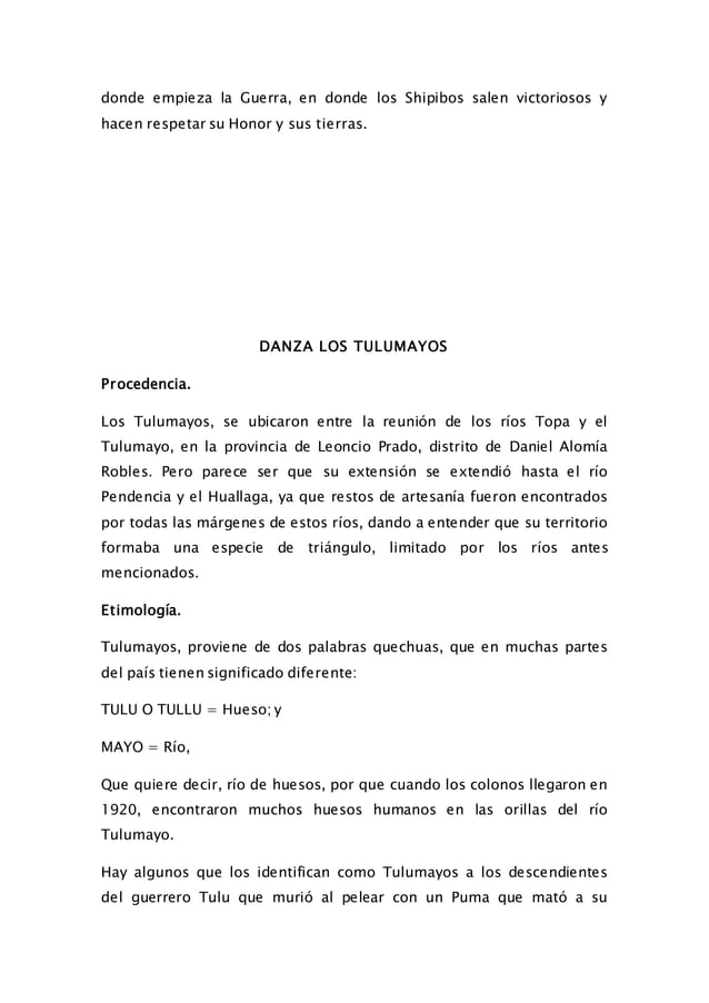 Danzas guerreras peru chunchos de esquilaya | DOCX