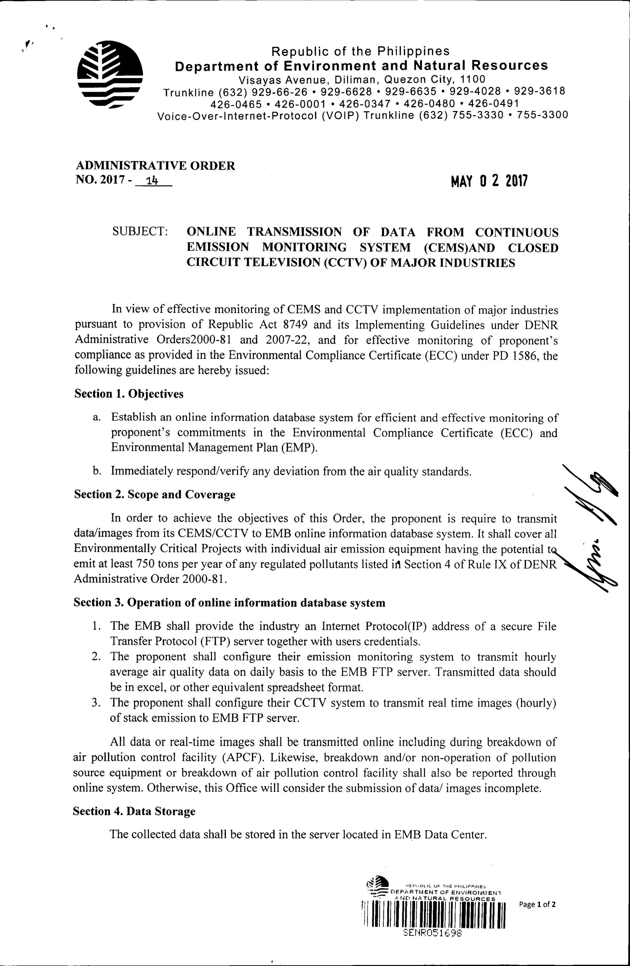 Dao 2017-14 cems and cctv | PDF