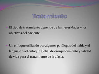Daño cerebral, afasia, alexia, agrafia | PPTX