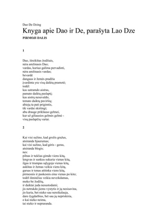 Dao de dzing knyga apie dao ir de, parasyta lao dze | PDF