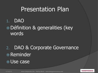 DAO and Corporate Governance : conceptual approach (2) | PPT