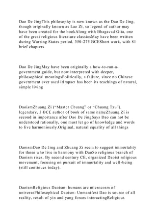 DaoismThe way of the universeDaoismPhilosophy of.docx