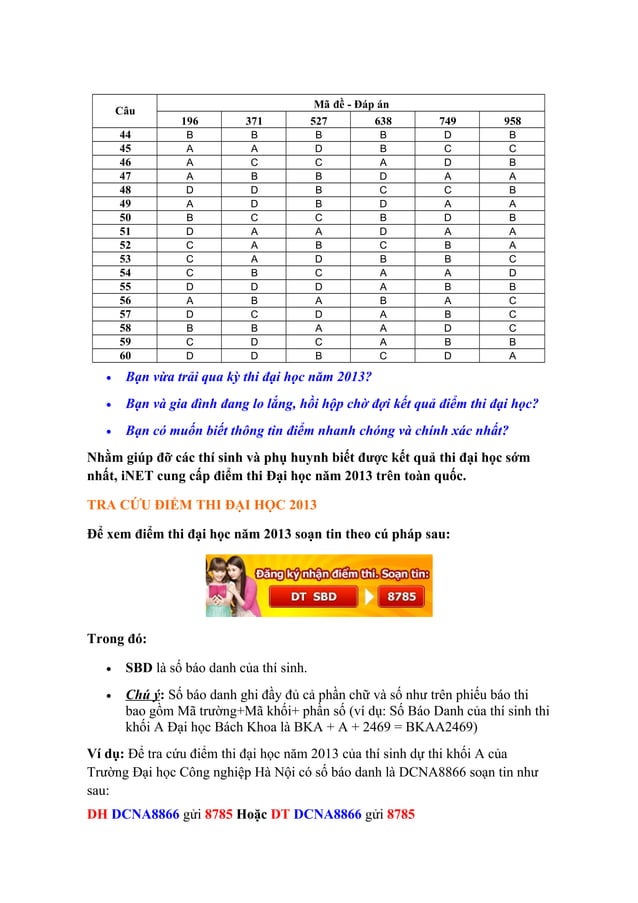 Dap an-de-thi-dai-hoc-mon-sinh-khoi-b-nam-2013 | DOC