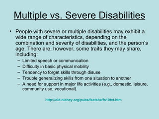 Dap Characteristics Of Severe And Multiple Disabilities | PPT