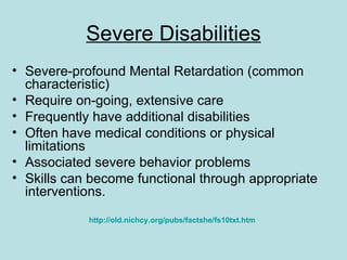 Dap Characteristics Of Severe And Multiple Disabilities | PPT