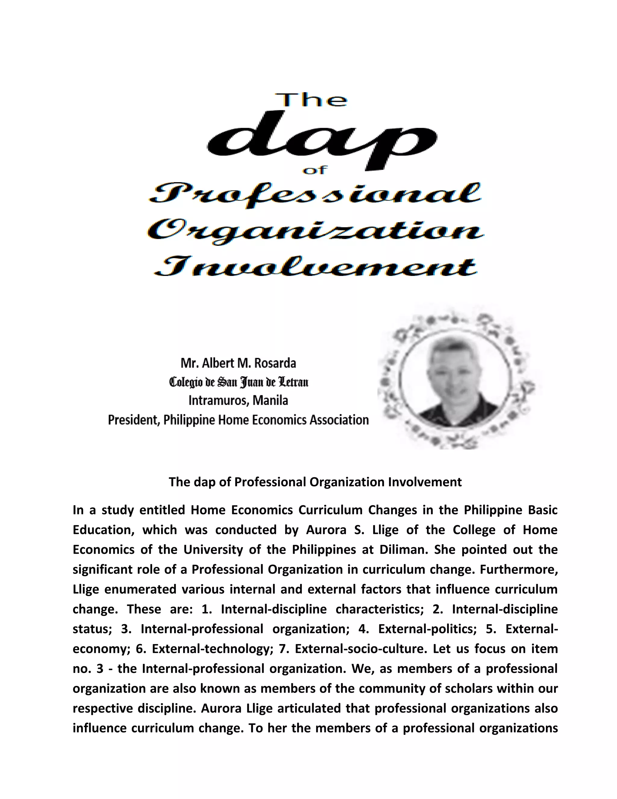 dap of Professional Organization Involvement | PDF
