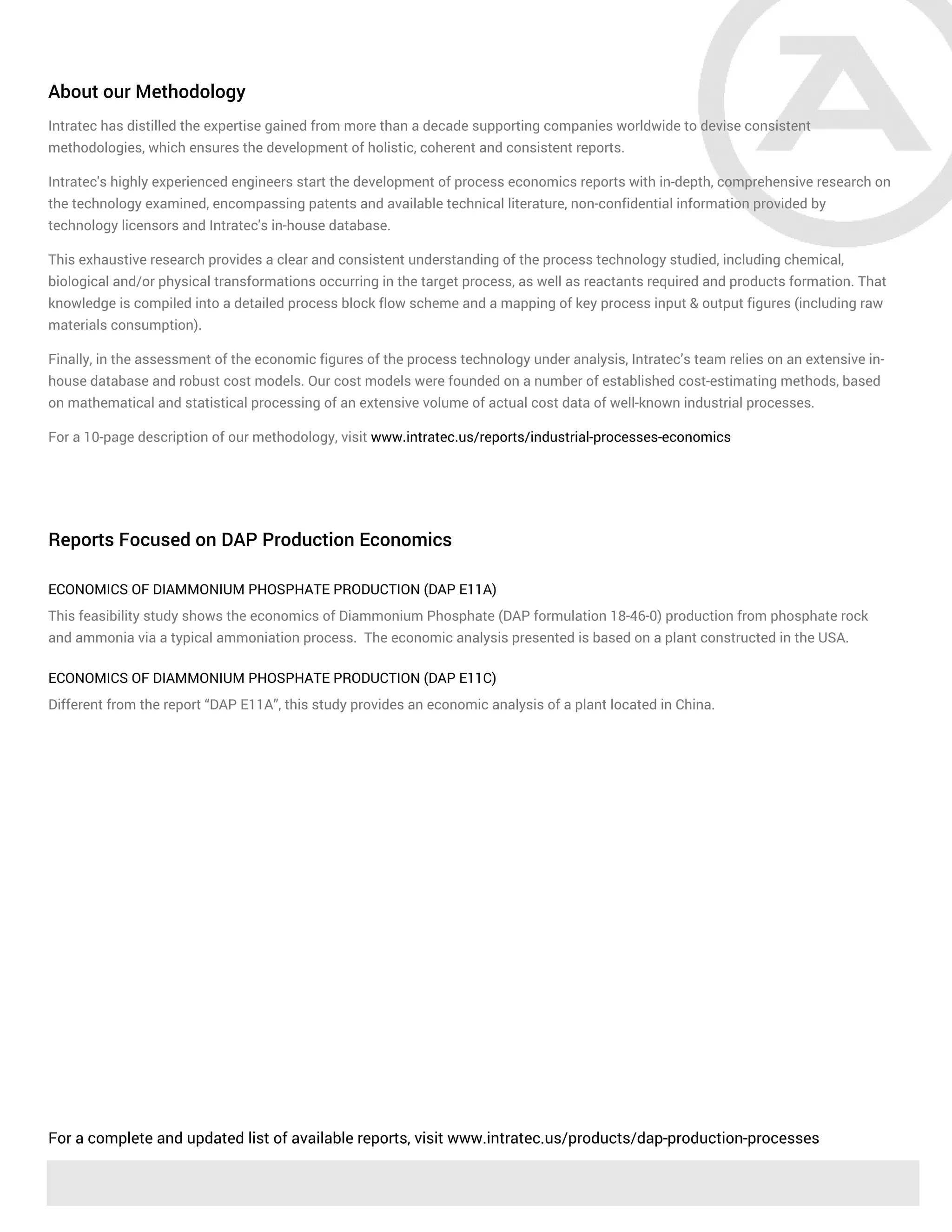 Economics of Diammonium Phosphate Production Processes | PDF