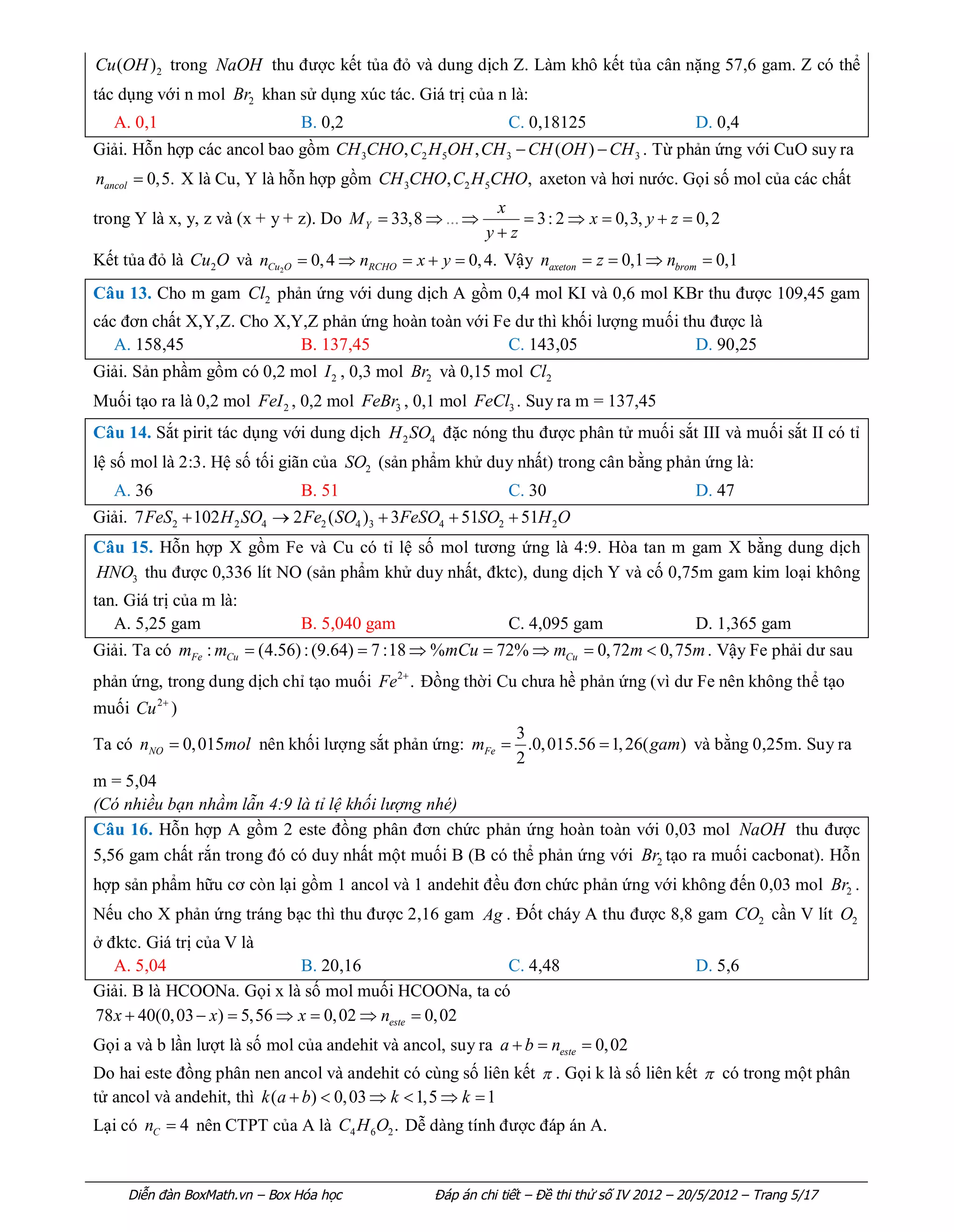 Dap an chi tiet hoa iv 2012 cua box math | PDF